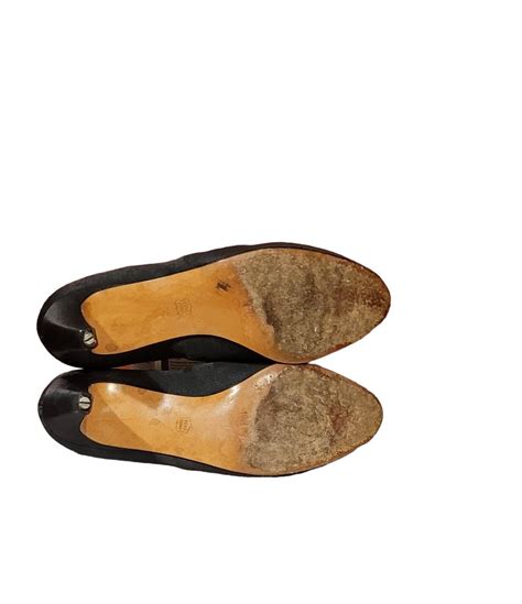 Women Vintage Satin Black Peep Toe Pumps By Bandolino Size Etsy