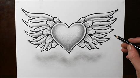 How To Draw A Cute Heart With Wings Cool Drawing Ideas For Beginners Youtube
