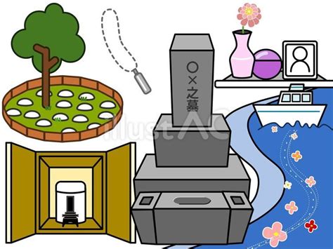 墓じまい後の供養イラスト No 23403211／無料イラストフリー素材なら「イラストac」