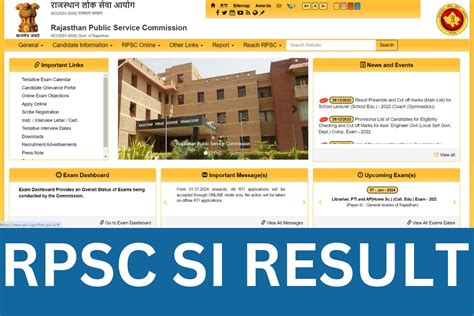 RPSC SI Result 2024 Rajasthan Sub Inspector Cut Off Merit List Rpsc