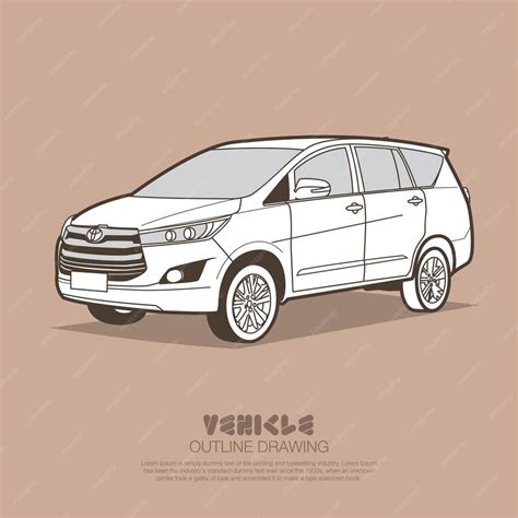 Ouline 드로잉 벡터 일러스트 레이 션에 Suv 자동차 프리미엄 벡터