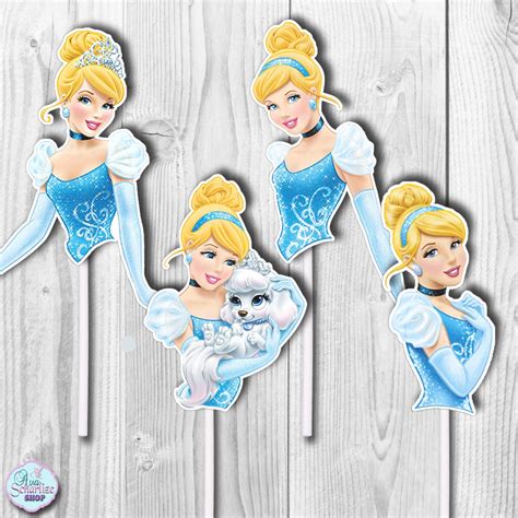 Cinderella Cupcake Toppers Cinderella Cupcake Picks Instant Etsy