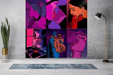 Sexy Poster Nude Lovers Canvas Paintings Abstract Body Sex Robet Posters And Prints Bondage Wall