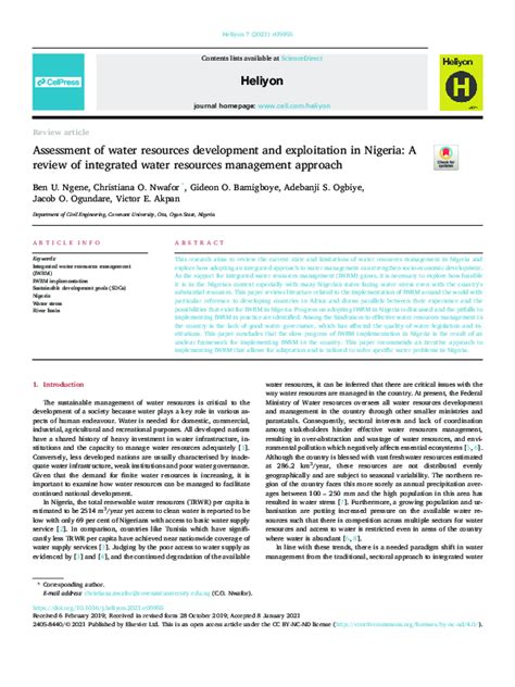 Pdf Assessment Of Water Resources Development And Exploitation In