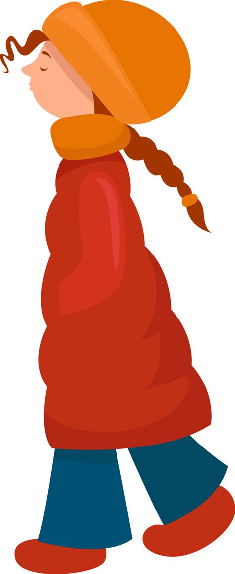 Chica En Una Chaqueta Larga Roja Ilustración Vector Sobre Fondo