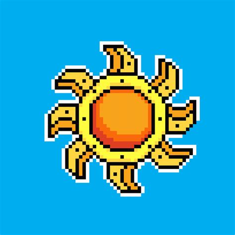 Sun Pixel Art Icon Yellow Pixelated Sun Design For Logo Web Mobile App Badges And Patches