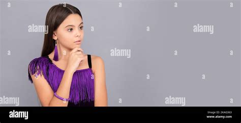 Adorable Girl With Beauty Look Wearing Glamor Fashion Style Grey