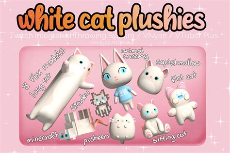 White Cat Set D Assets For Streaming Compatible For Twitch