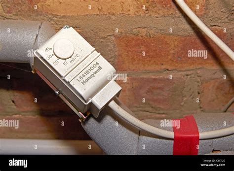 Frost Thermostat On Pipework In An Outside Boiler House The Thermostat