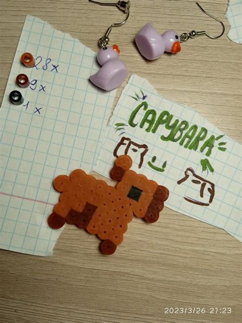 капибара из термомозайки capybara | Manualidades, Plantillas hama beads ...
