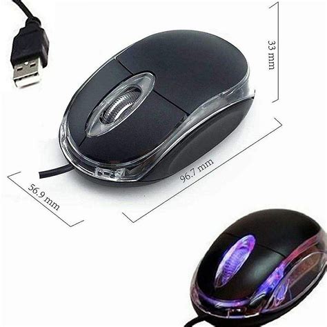Anrank Um2030ak Black Usb Optical 3 Button 3d Mouse Scroll Wheel Led Light Mouse Mice For Pc