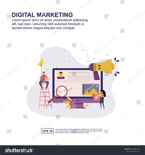 Digital Marketing Concept Vector Illustration Flat Stock Vector
