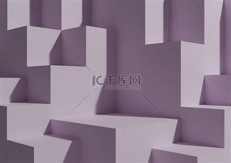 最小的粉彩粉色或紫色背景 3d 工作室样机场景，带有用于产品展示和演示的讲台和级别。高清摄影大图 千库网