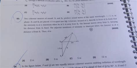 Two Coherent Sources Of Sound S {1} And S {2} Produce Sound Waves Of Th