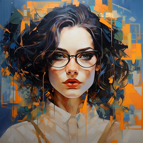 Premium Photo Threaded Art Of Woman Wearing Glasses
