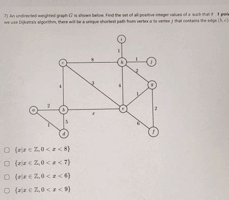 7 An Undirected Weighted Graph G Is Shown StudyX
