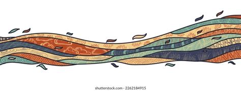 Digital Abstract Doodle Wavy Linear Pattern Stock Illustration