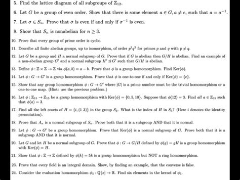 Solved 5 Find The Lattice Diagram Of All Subgroups Of Z12