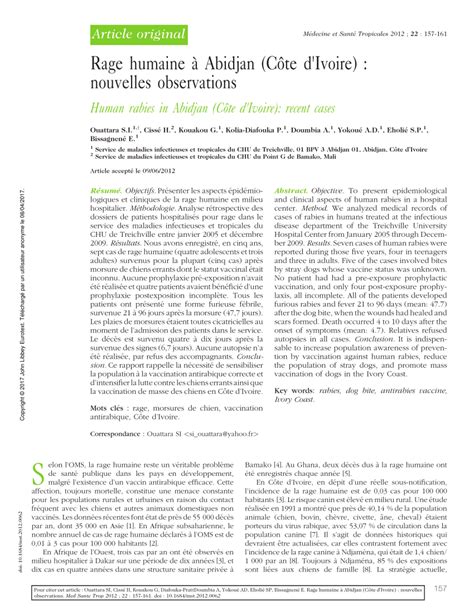 Pdf Human Rabies In Abidjan Côte Divoire Recent Cases