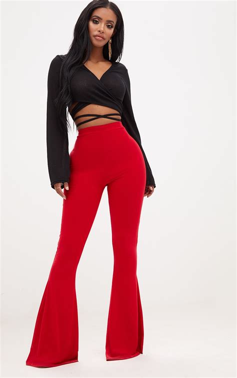 Shape Black Lightweight Knit Wrap Around Crop Top Prettylittlething Usa