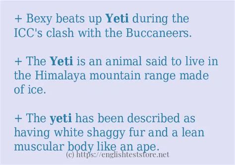 Example Uses In Sentence Of Yeti EnglishTestStore Blog