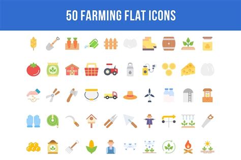 Premium Vector 50 Set Farming Flat Icons