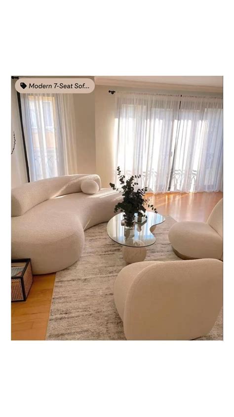 Minimalistic Cozy Living Room Area Curve Couch Minimalistic