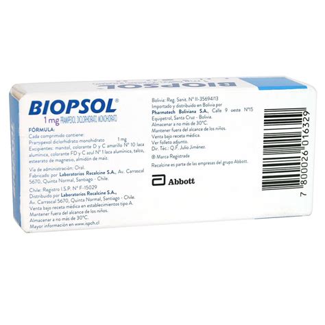 Biopsol Pramipexol 1 Mg 30 Comprimidos