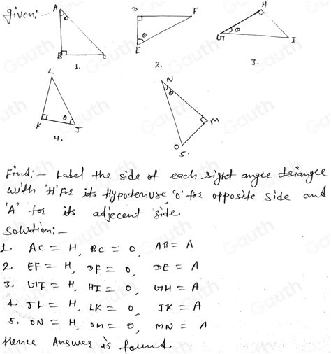 Solved A Directions Below Are The Right Triangles With Marked Angles