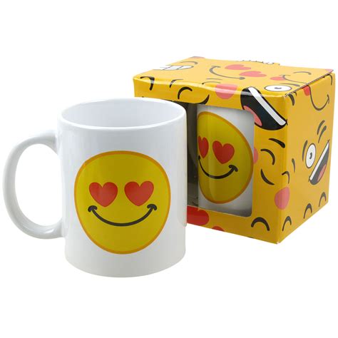 Buy Emoji Mug 6 Designs Emoticon Smiley Angry Blush Heart Tea Coffee