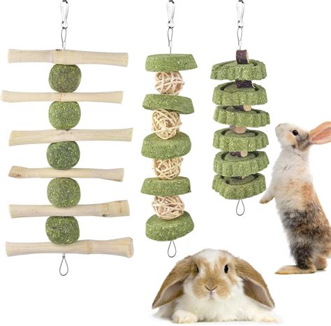 Erkoon Bunny Chew Toys 3 Pcs Hamster Rabbit Boredom Breakersnatural