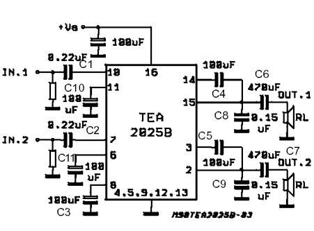 TEA2025 Stereo Audio Amplifier: Circuit, Datasheet and Equivalent
