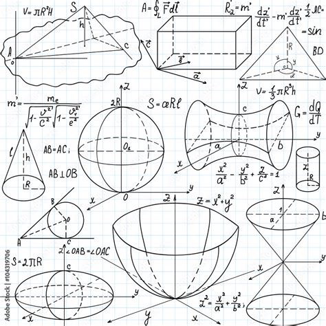 Beautiful Vector Seamless Pattern With Mathematical Figures Plots And