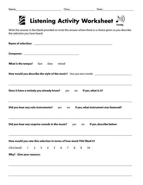 Active Listening Skills Worksheets Listening Comprehension
