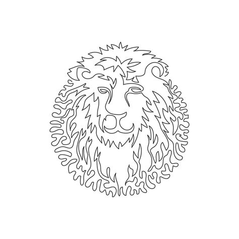 Continuous One Curve Line Drawing Of Ferocious Lion Abstract Art In