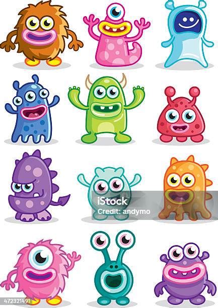 귀여운 어린 Monsters 몬스터에 대한 스톡 벡터 아트 및 기타 이미지 몬스터 흰색 배경 만화 Istock
