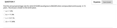 solved question 1 10 points save answer find the annual
