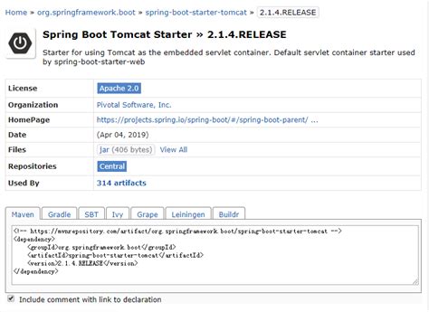 查看和指定springboot内嵌tomcat的版本 光脚码农笔记