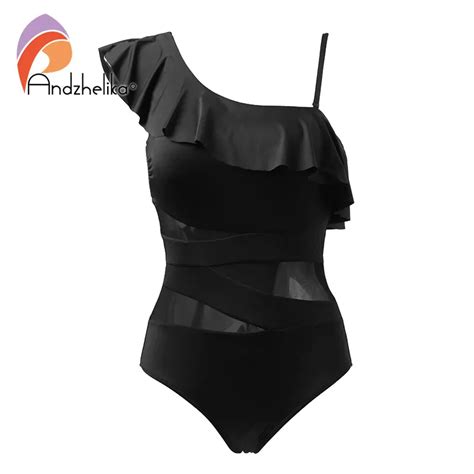 Andzhelika Sexy One Piece Swimsuit Women Swimwear One Shoulder Swimwear