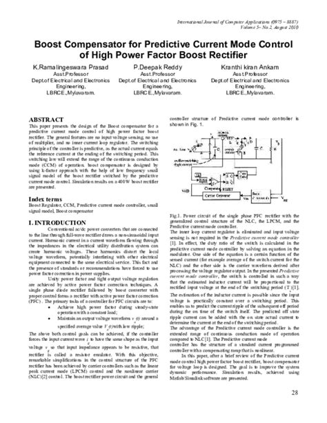 Pdf Boost Compensator For Predictive Current Mode Control Of High
