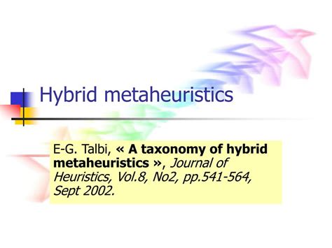ppt parallel and hybrid metaheuristics powerpoint presentation id 4737316