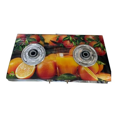 Rectangular Printed Glass Gas Stove For Kitchen Size 18x10inch At
