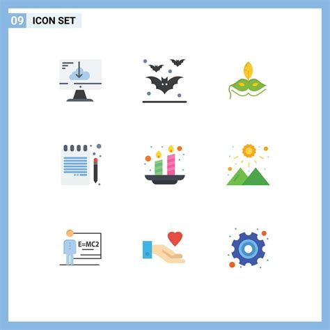 9 Universal Flat Colors Set For Web And Mobile Applications Candles Education Night Book Pencil