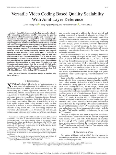 Pdf Versatile Video Coding Based Quality Scalability With Joint Layer