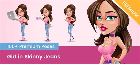 Vector Girl In Skinny Jeans Vector Characters