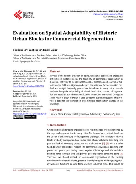 Pdf Evaluation On Spatial Adaptability Of Historic Urban Blocks For