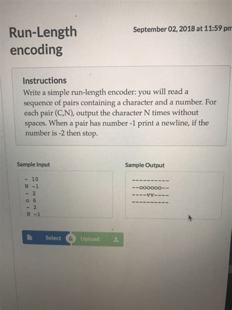 Solved Run Length Encoding September 02 2018 At 11 59 Pm Chegg Com