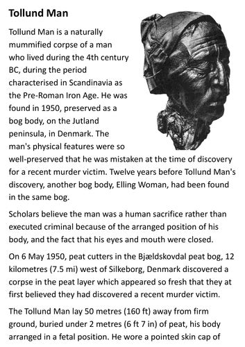 Tollund Man Handout Teaching Resources