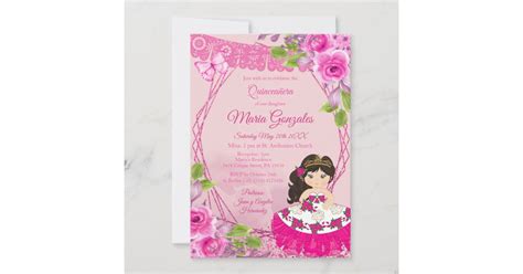 Invitación De Charra Quinceanera Mexicana Rosa Zazzlees