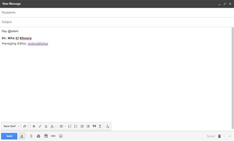 Tip The New Gmail Supports Mentions Adding Email Recipients As You Type Their Name
